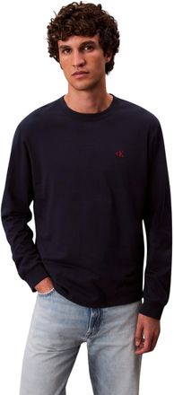 Calvin Klein Herren LS Easy Monogram Tee LV04RD247G Tees, Blau (Dark Sapphire), L, Blau (Dark Sapphire), L
