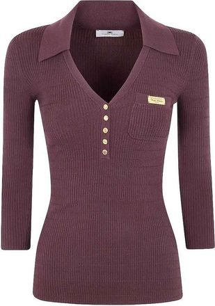 Elisabetta Franchi Pull Col Rond - Marron