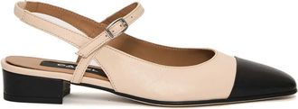 Carel Beige Leather Slingback Shoes With Black Cap - Gr. 38,5 (EU) - in Beige
