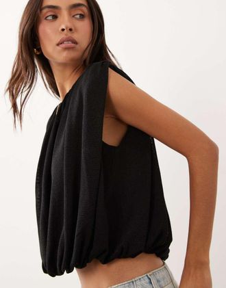 Gina Tricot Gina Tricot - Top en maille avec ourlet boule - Noir