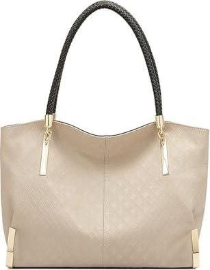 Generic Sac &agrave; main en cuir v&eacute;ritable pour femme - Design original - Sac &agrave; bandouli&egrave;re de luxe - Grande capacit&eacute;, blanc, Taille unique