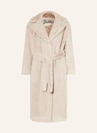 Herno Herno Kunstfell-Mantel beige
