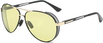 Generic Lunettes De Soleil &Agrave; Monture M&eacute;tallique Large For Hommes Et Femmes, Verres Polaris&eacute;s, Id&eacute;ales For Les Vacances Et La Conduite.(Yellow)