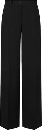 Dolce & Gabbana Femme, Pantalons, Noir, Taille: 36 FR Pantalon Large en Laine Noire &agrave; Taille Haute