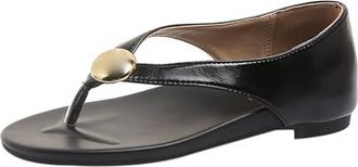 Generic Chaussures compens&eacute;es d&eacute;t&eacute; pour femme - Sandales &agrave; talon compens&eacute; - Bout &agrave; clip - En m&eacute;tal - Pour femme, Noir, 40.5 EU 3X-Large