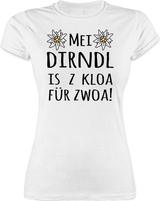 Shirtracer Shirt Damen - Kompatibel mit Oktoberfest - MEI Dirndl is z kloa f&uuml;r zwoa! schwarz - M - Wei&szlig; - Tshirt Trachten Bavarian Fuer zwoa Oberteil Frau oktobe