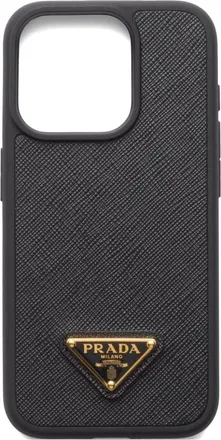Prada iPhone 15 Pro-H&uuml;lle mit Logo - Schwarz