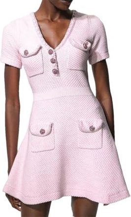 Generic Robe &eacute;l&eacute;gante pour femme avec col en V profond et manches courtes, taille haute, boutons pliss&eacute;s, coupe ajust&eacute;e, Pnnrk, M