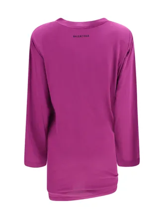 Balenciaga Asymmetric Long-Sleeve T-Shirt - Purple