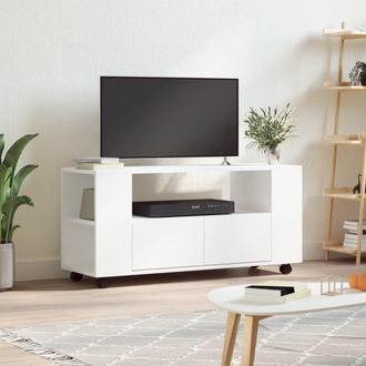 Festnight JHQHSM TV-Schrank Weiß 102x34,5x43 cm Holzwerkstoff mit Stauraum und Rollen - Robuster Fernsehschrank für Wohnzimmer mit glatter Oberfläche, langlebig