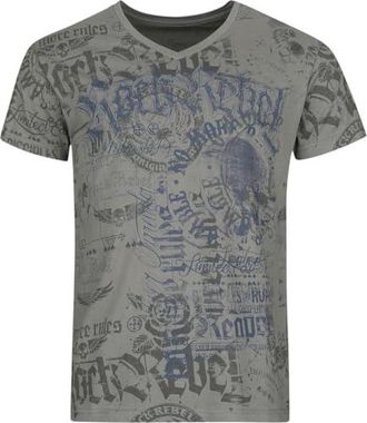 Rock Rebel by EMP Homme T-Shirt Gris avec imprimé intégral en qualité Douce et agréable M