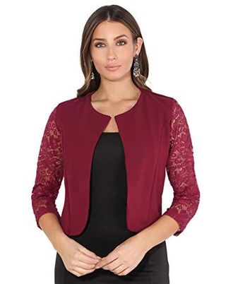 Krisp Boléro Gilet Femme Élégant Chic Soirée Fête Cérémonie Confortable, Bordeaux, 46, 9330-WIN-18