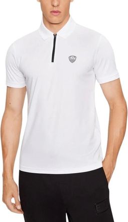 Emporio Armani Emporio Armani Ea7, Homme, Tops, Blanc, Taille: 2XL Polo Halfzip Logo