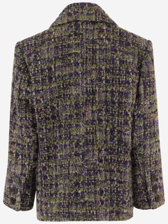 Saint Laurent Womens Jacket Single-Breasted Stretch Wool Blend Multicolour