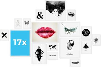 Photolini wei&szlig;e Bilderrahmen Set verschiedene Gr&ouml;&szlig;en, 17 Bilderrahmen wei&szlig; Holz MDF, Bilder Rahmen mit Acrylglas, Bilderrahmenset zum Aufh&auml;ngen, Fotorahmen Set 