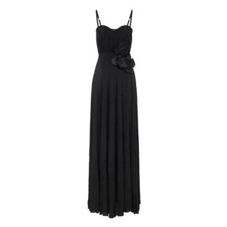 Elisabetta Franchi Femme, Robes, Noir, Taille: 40 FR Robe Longue Noire Florale