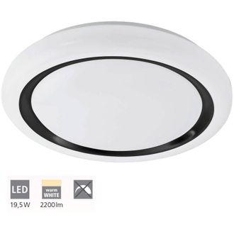 Eglo Plafond capasso plastique blanc, LED noire 19,5W 3000K H: 6cm &Oslash;48cm