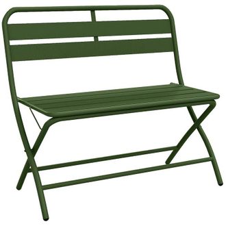 Vente-Unique Banc de jardin pliant en m&eacute;tal - Kaki - MIRMANDE de MYLIA