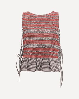 Ganni Elastic printed Top with ruching and side ties Female 38