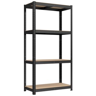 Songmics Schwerlastregal, Kellerregal, Lagerregal, 40 x 80 x 160 cm, Regal mit Stahlgestell, bis 520 kg belastbar, 4 verstellbare Ablagen, schwarz GLR044B01