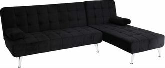 Hhg Schlafsofa 729, Couch Ecksofa Sofa, Liegefl&auml;che links/rechts Schlaffunktion 236cm Samt schwarz