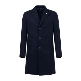 L.B.M. 1911 Marineblauer Wollmantel braunes Interieur - - Coats - Herren - Blau - 2XL