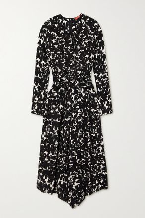 Altuzarra Adikia Asymmetrisches Midikleid Aus Cr&ecirc;pe Mit Print Und Twist-detail - Schwarz