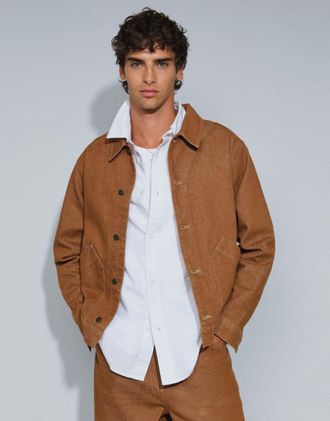 Asos ensemble 2 pi&egrave;ces veste trucker en jean marron