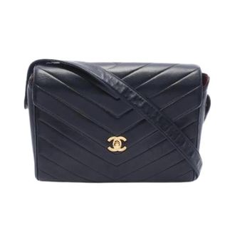 Chanel Pre-owned Chevron V Stitch Lammfell Schultertasche - - Pre-owned - Damen - Schwarzk - ONE SIZE