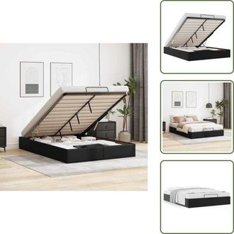 vidaXL Ottoman-Bett ohne Matratze Schwarz 140x200 cm Kunstleder - Ottoman-Bett - Ottoman-Betten - Bettrahmen - Bettgestell