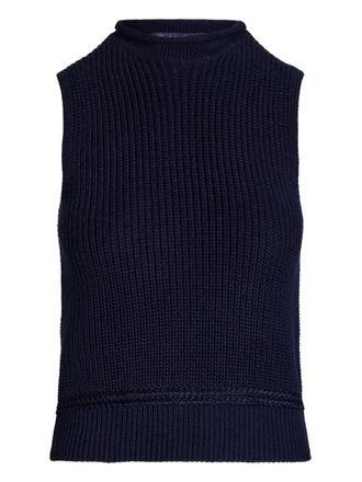 Ralph Lauren Collection haut en maille à design nervuré - Bleu