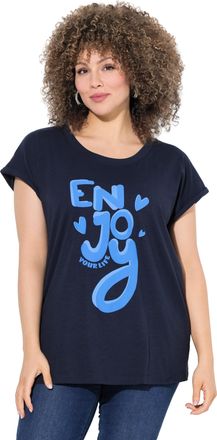 Ulla Popken Damen T-Shirt, Enjoy Frontdruck Shirt, Marine, 54-56 EU