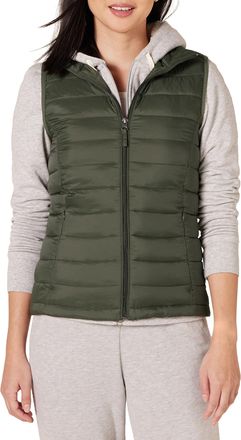 Amazon Essentials Womens Lightweight Water-Resistant Packable Puffer Vest Outerwear, -olive, XX-Large