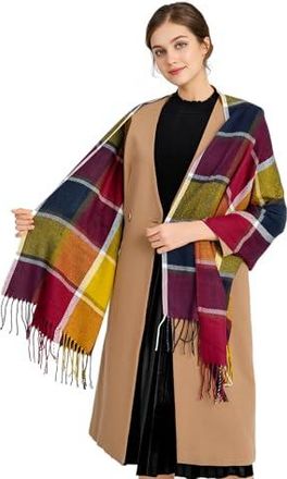 Miss Lulu Echarpes Femme Hiver Chaud en Carreaux Doux Foulard Châle écharpe épais Pull Châle Mode écharpe Longue Grand Unisexe Tartan Poncho Vintage Multicolore