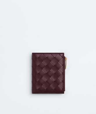 Bottega Veneta Portefeuille Bi-Fold Intrecciato petit format - Bordeaux - Femme - Unisex