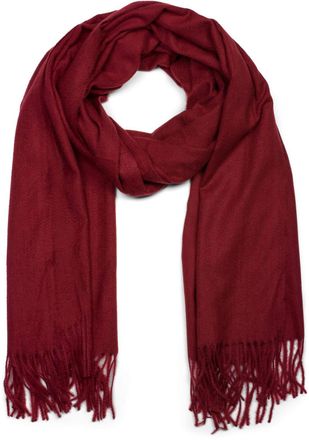 styleBREAKER Unisex Schal mit Fransen | weiches Viskose Tuch in Uni Farbe | langer Winterschal für Damen und Herren | Große Farbvielfalt, Farbe:Bordeaux-Rot
