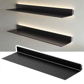 Generic Schweberegal aus Metall zur Wandmontage, Integriertes LED-beleuchtetes Regal mit Metallhalterungen Breites Wandregal for Wohnzimmer, Badezimmer, Schla