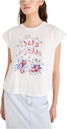 Pepe Jeans London Femme, Tops, Blanc, Taille: 38 FR T-Chemises