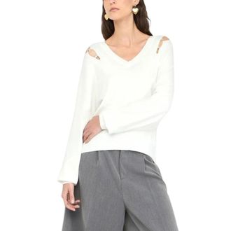 Liu Jo Pullover mit Schmucksteinen - - Knitwear - Damen - Wei&szlig; - L