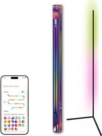 Osram Matter over Wifi Floor Corner LED Stehleuchte 1400mm, 14W, RGBW, 2700-6500K, WiFi, Fernbedienung, Schwarz, Ambientlicht