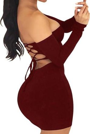 Generic Robe Femme Chic Et Elegant Robe de Soirée Robe Sexy Et Élégante À Épaules Dénudées avec Découpes Et Coupe Moulante Robe Cocktail Robe de Bal