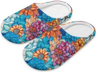 Coloranimal Pantoufles dint&eacute;rieur pelucheuses &agrave; bout ferm&eacute; pour femme - L&eacute;g&egrave;res et confortables, Mandala bleu., 35.5/36.5 EU