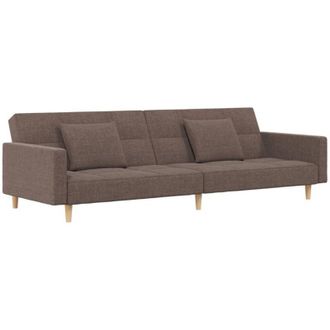 vidaXL Schlafsofa 2-Sitzer mit 2 Kissen Taupe Stoff Vidaxl
