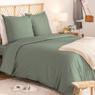 Atmosphera Atmosphera - Parure de lit landiha Percale Vert Jade 240x220cm