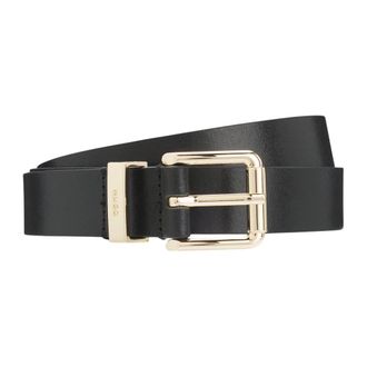 HUGO BOSS Ceinture en cuir italien avec boucle dor&eacute;e - Femme - Accessoires - Noir - Taille: 85 CM