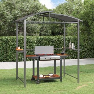 vidaXL Gazebo bbq et étagères latérales anthracite 210x114x230cm acier Vidaxl