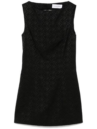 Marine Serre robe courte &agrave; motif Moon Diamond en jacquard - Noir