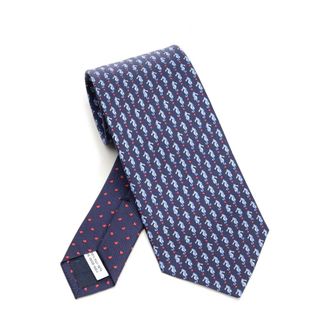 Ferragamo Seahorse Print Silk Tie - - Accessories - Herren - Blau - ONE SIZE