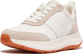 FitFlop Damen F-Mode Flow Flatform-Sneaker aus Stoff/Wildleder/Leder Schuh, Urban White Mix, 38.5 EU