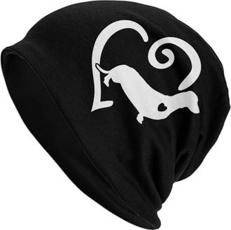 Generic Unisexe Bonnet dhiver Coeur De Teckel Bonnets Tricot&eacute; Doux Bonnets De Ski Chaud Hiver Chapeaux pour Ski Cyclisme Quotidien